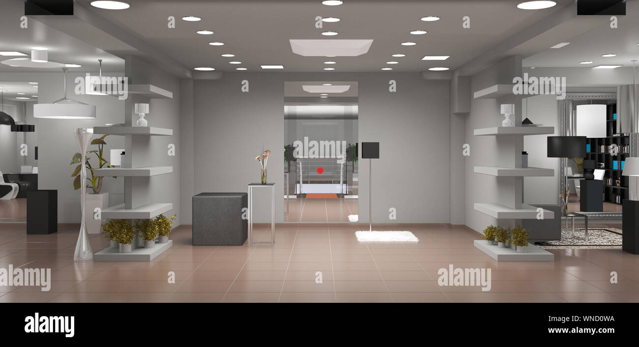 exhibition hall, interior visualization, 3D illustration Stock Photo ...