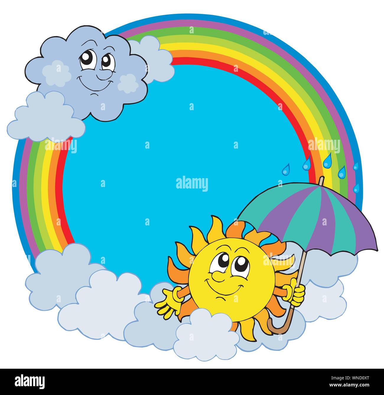 Sun and clouds in rainbow circle Stock Vector Image & Art - Alamy