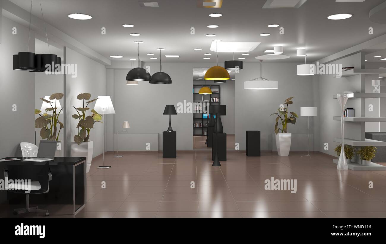 exhibition hall, interior visualization, 3D illustration Stock Photo ...