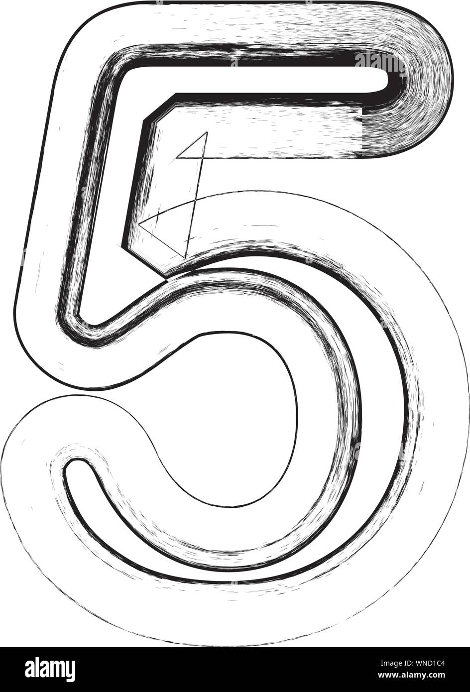 Grunge Font. Number 5 Stock Vector Image & Art - Alamy