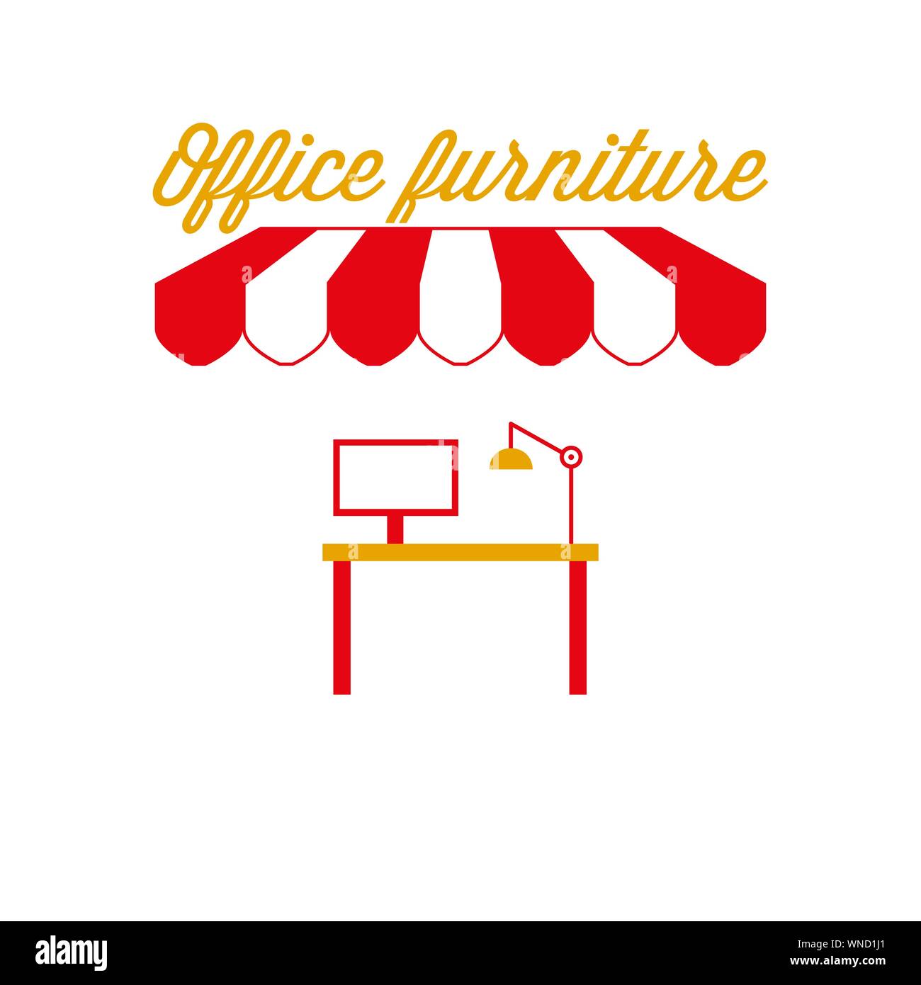 Office Furniture Sign, Emblem. Red and White Striped Awning Tent ...