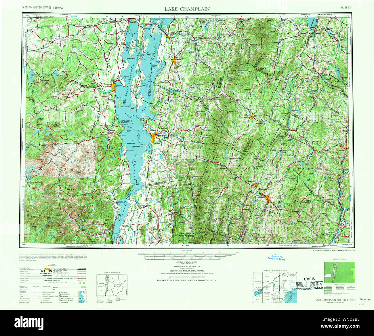 New York NY Lake Champlain 130171 1958 250000 Restoration Stock Photo ...