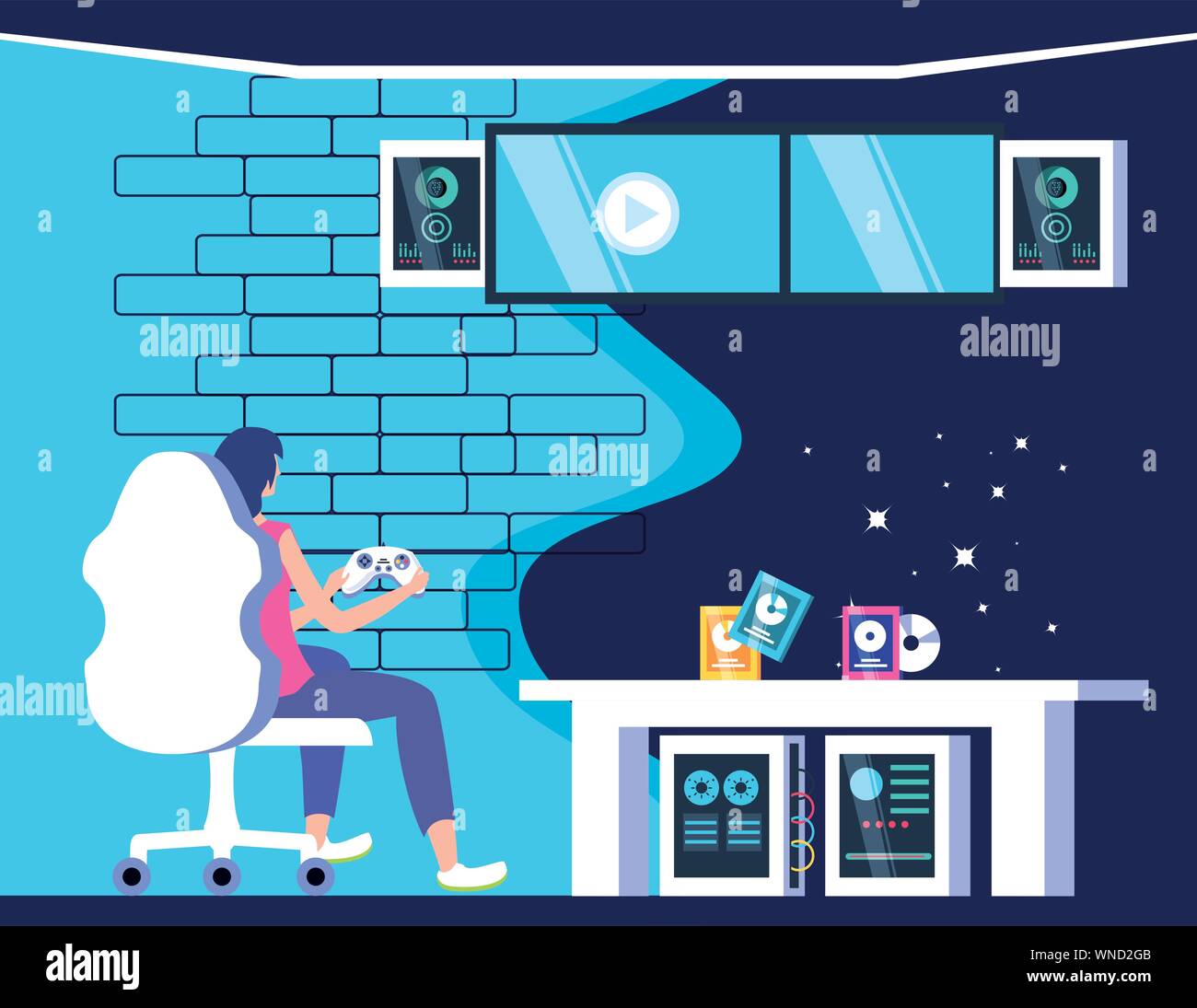 Woman pc gaming Stock Vector Images - Alamy