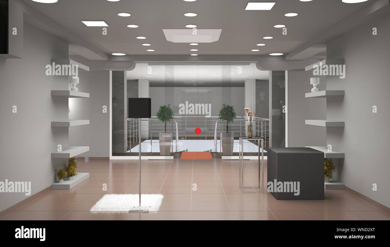 exhibition hall, interior visualization, 3D illustration Stock Photo ...