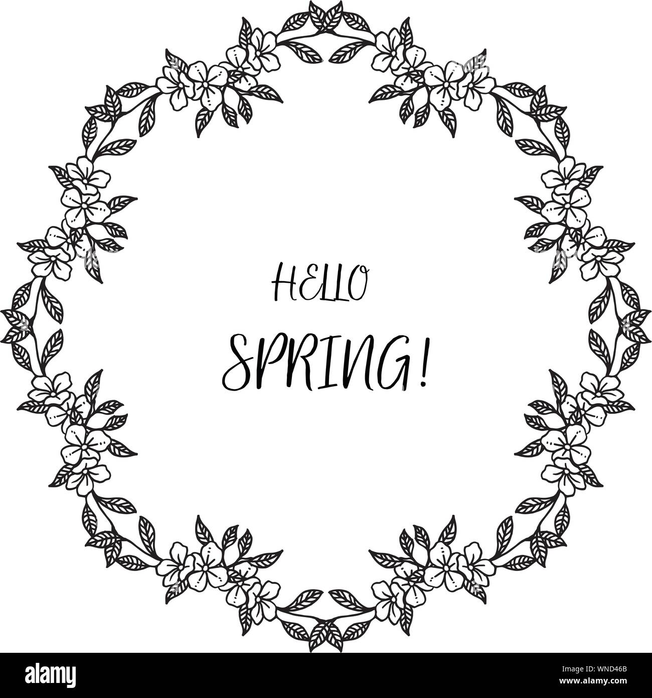 Banner template of hello spring, with motif for border of flower frame ...