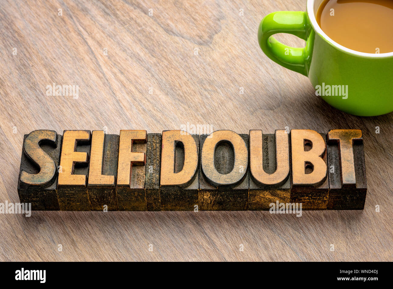 self doubt - word abstract in vintage letterpress wood type, personal ...