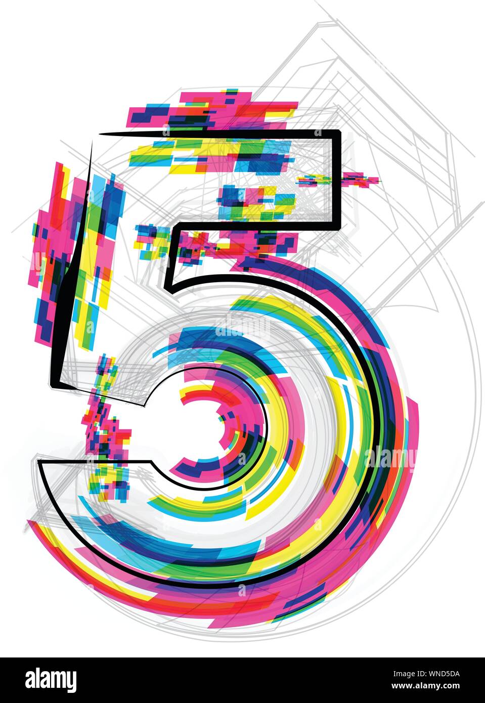 font Illustration. Number 5. Vector illustration Stock Vector Image ...