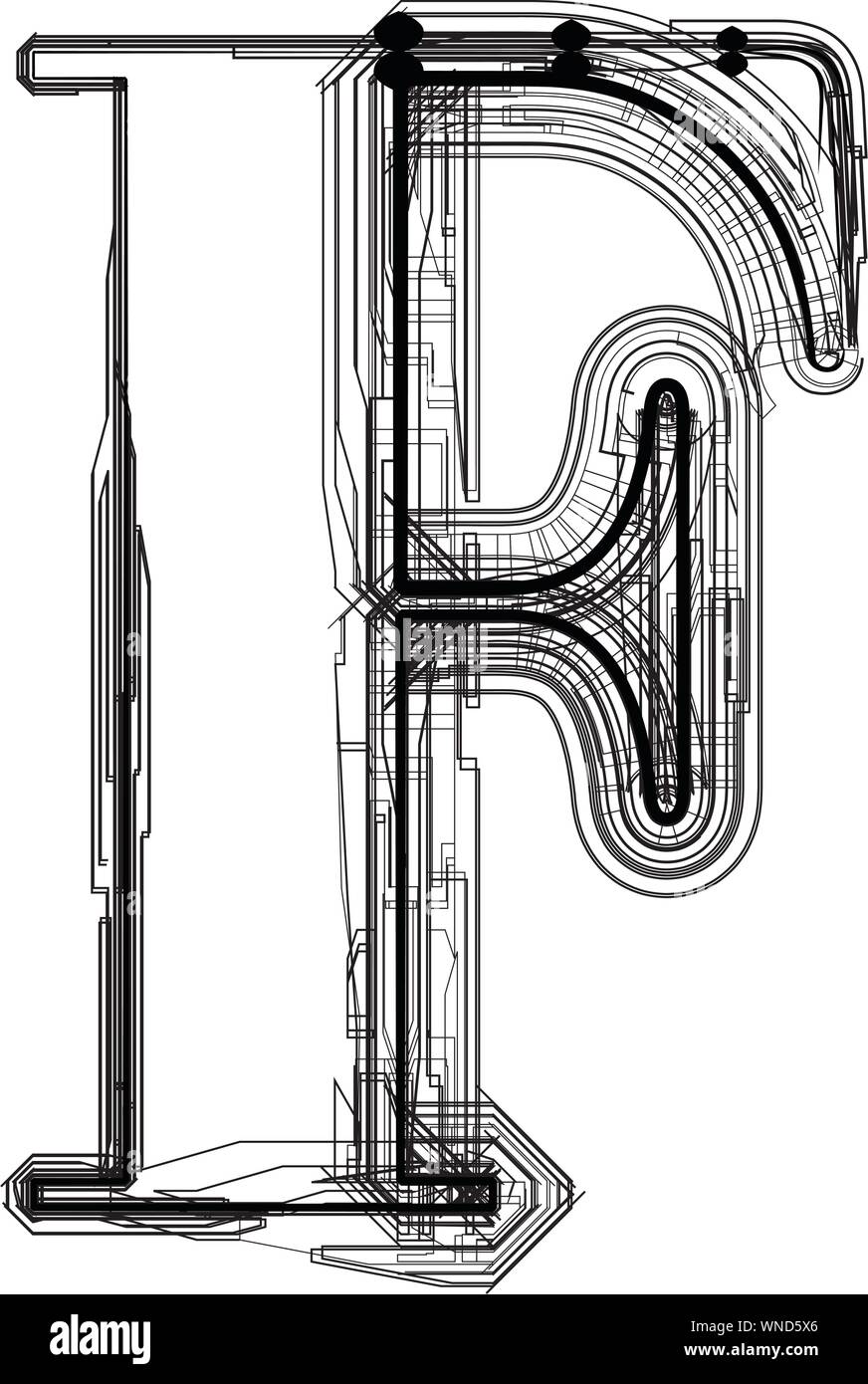 technological font. LETTER F Stock Vector Image & Art - Alamy