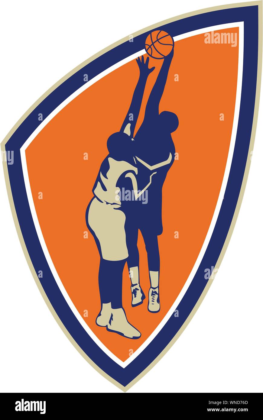 Basketball Player Dunk Block Ball Shield Retro Stock Vector Image & Art ...