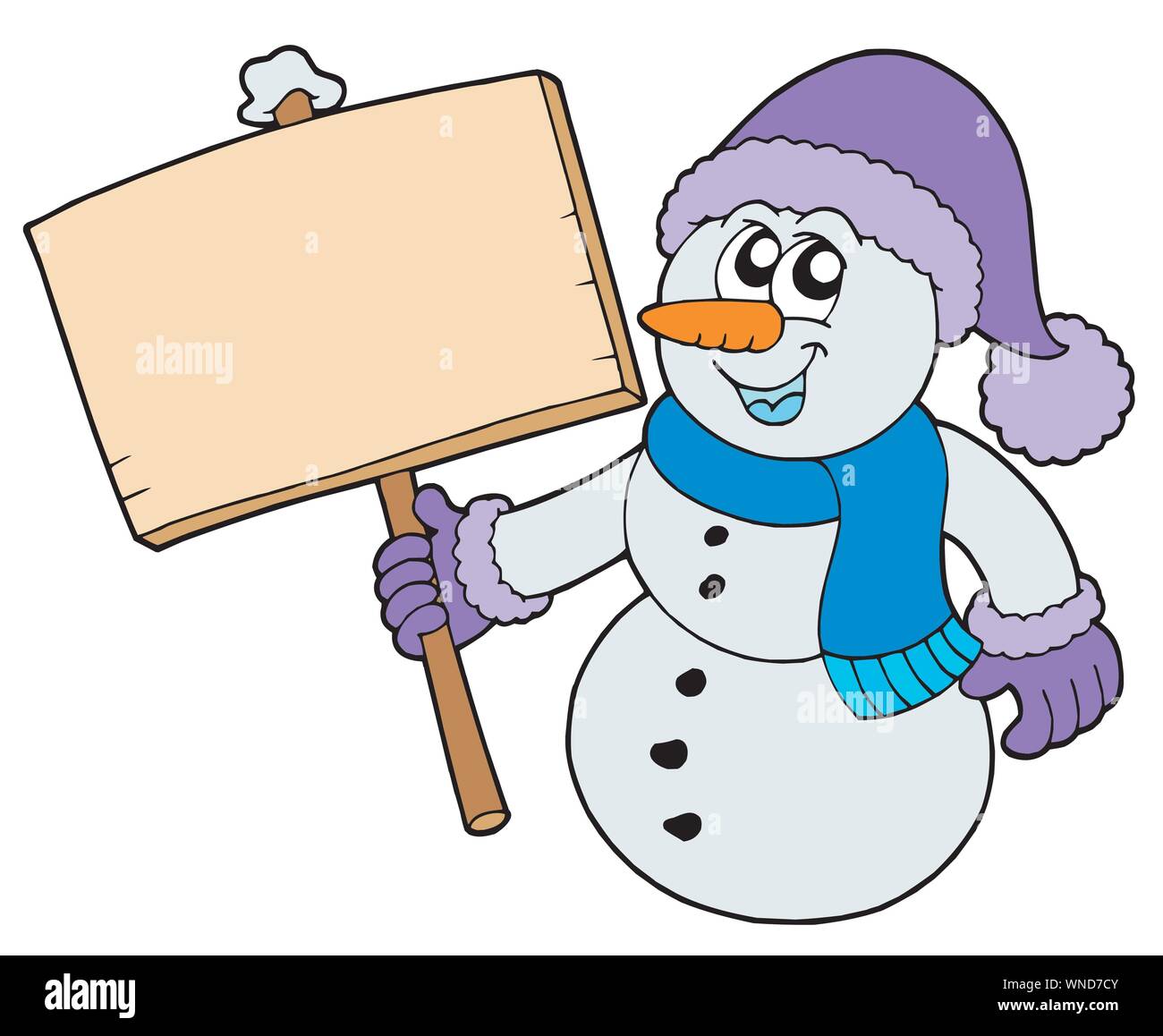 Snowman with wooden sign Stock Vector Image & Art - Alamy