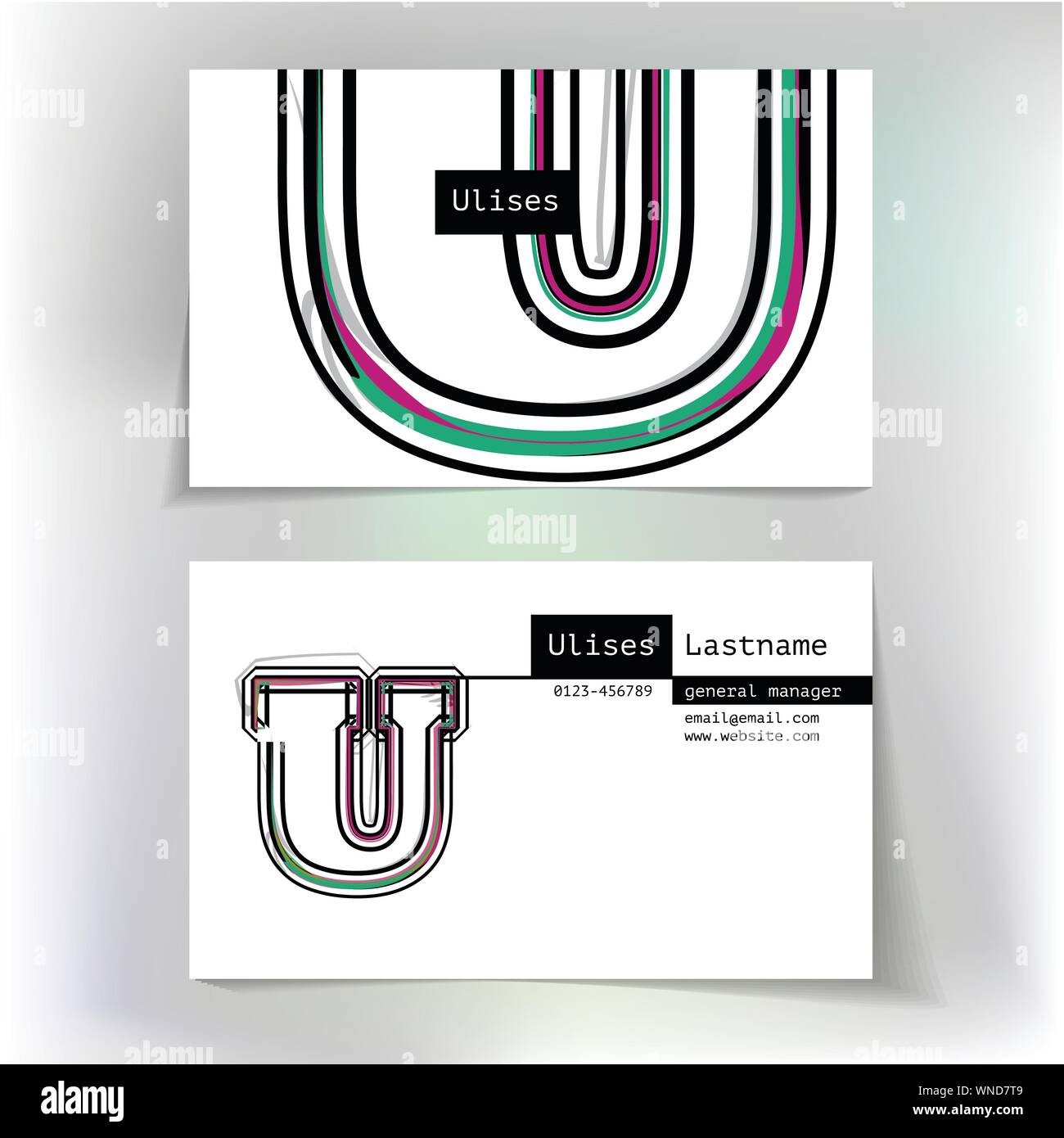 Business card design with letter U Stock Vector Image & Art - Alamy