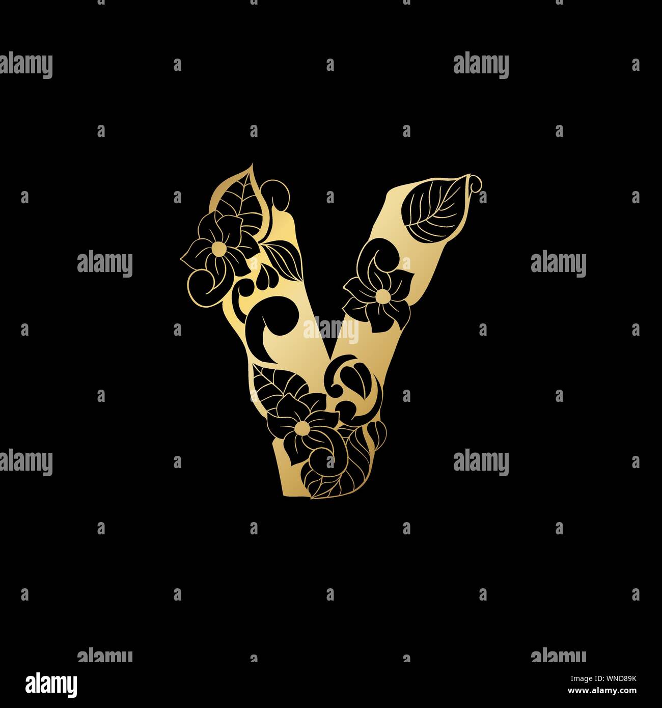 Floral font letter v hi-res stock photography and images - Alamy