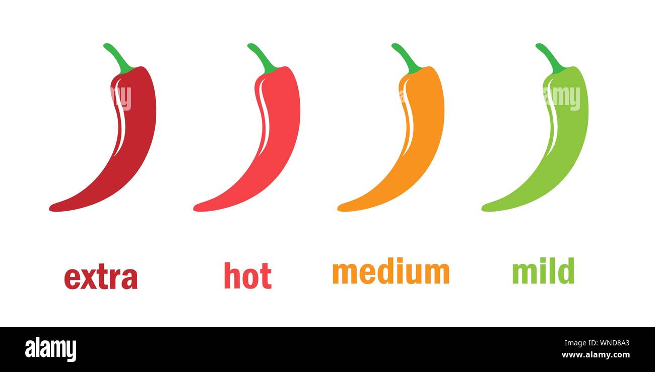Spicy red hot chili pepper level strength scale Stock Vector Image ...