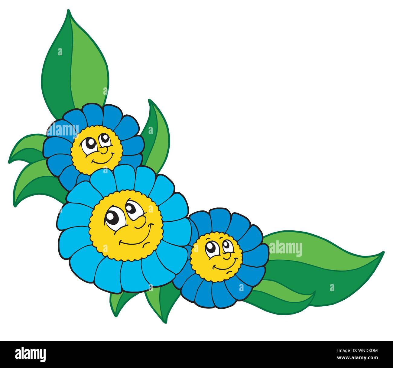 Three smiling blue flowers vector illustration Stock Vector Image & Art ...