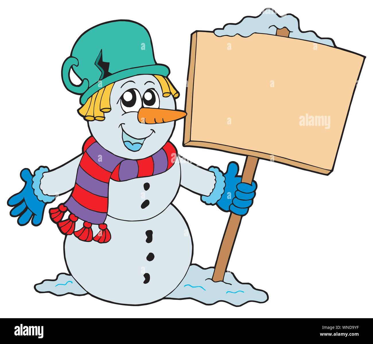 Snowman with sign Stock Vector Image & Art - Alamy
