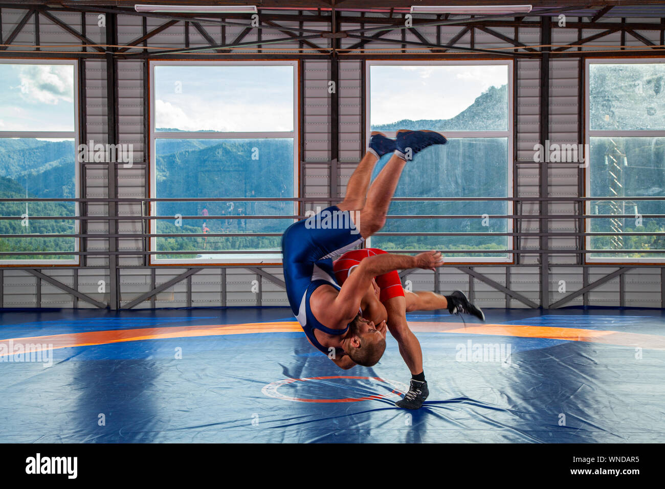 Greco-Roman wrestling training, grappling. Two greco-roman wrestlers in ...