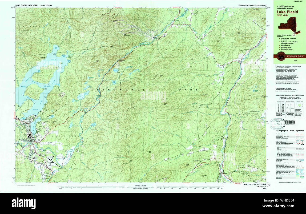 Map of lake placid hi-res stock photography and images - Alamy