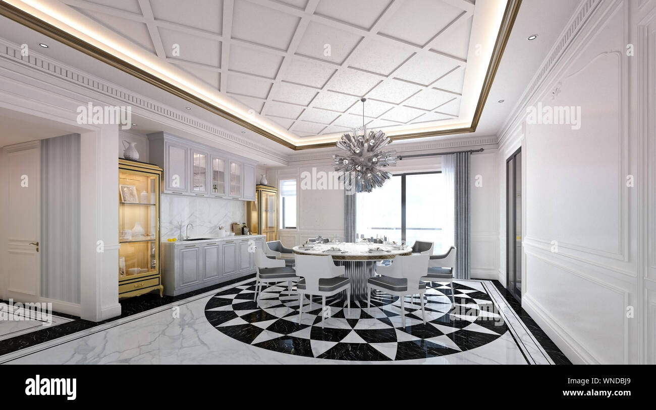 3d render of neo classic home interior Stock Photo - Alamy