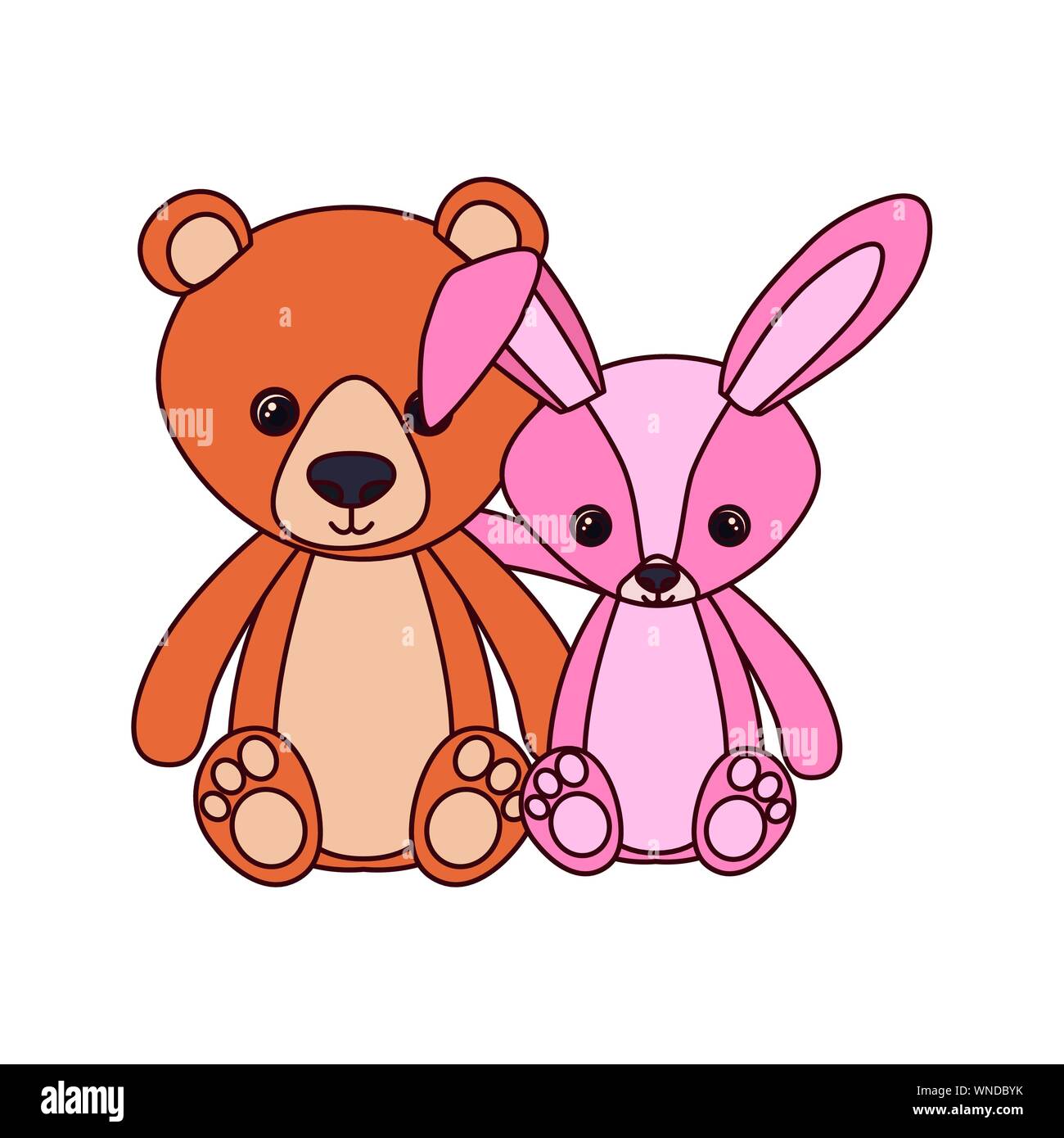 cute bear and rabbit stuffed baby toys Stock Vector Image & Art - Alamy