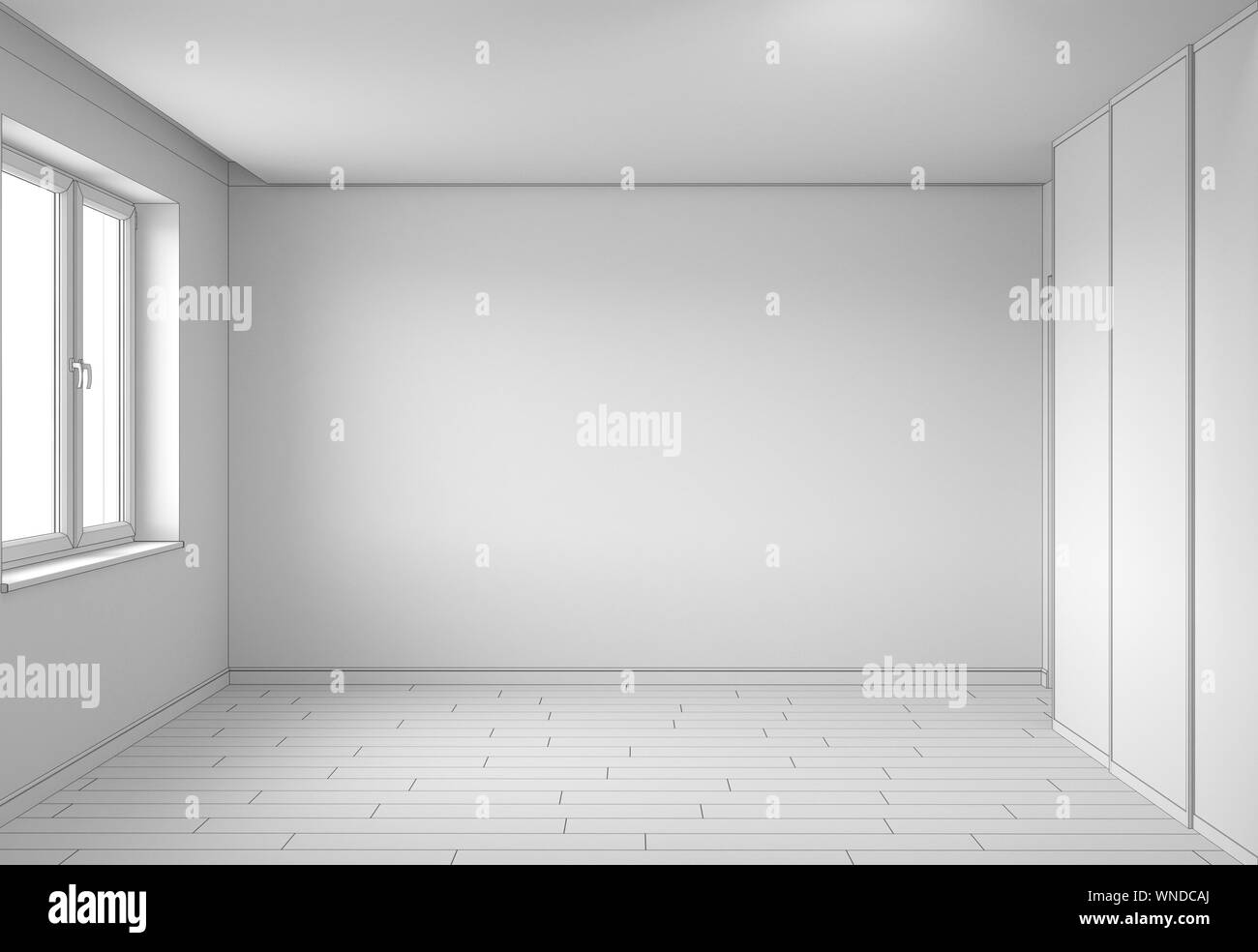 empty room, interior visualization, 3D illustration Stock Photo - Alamy