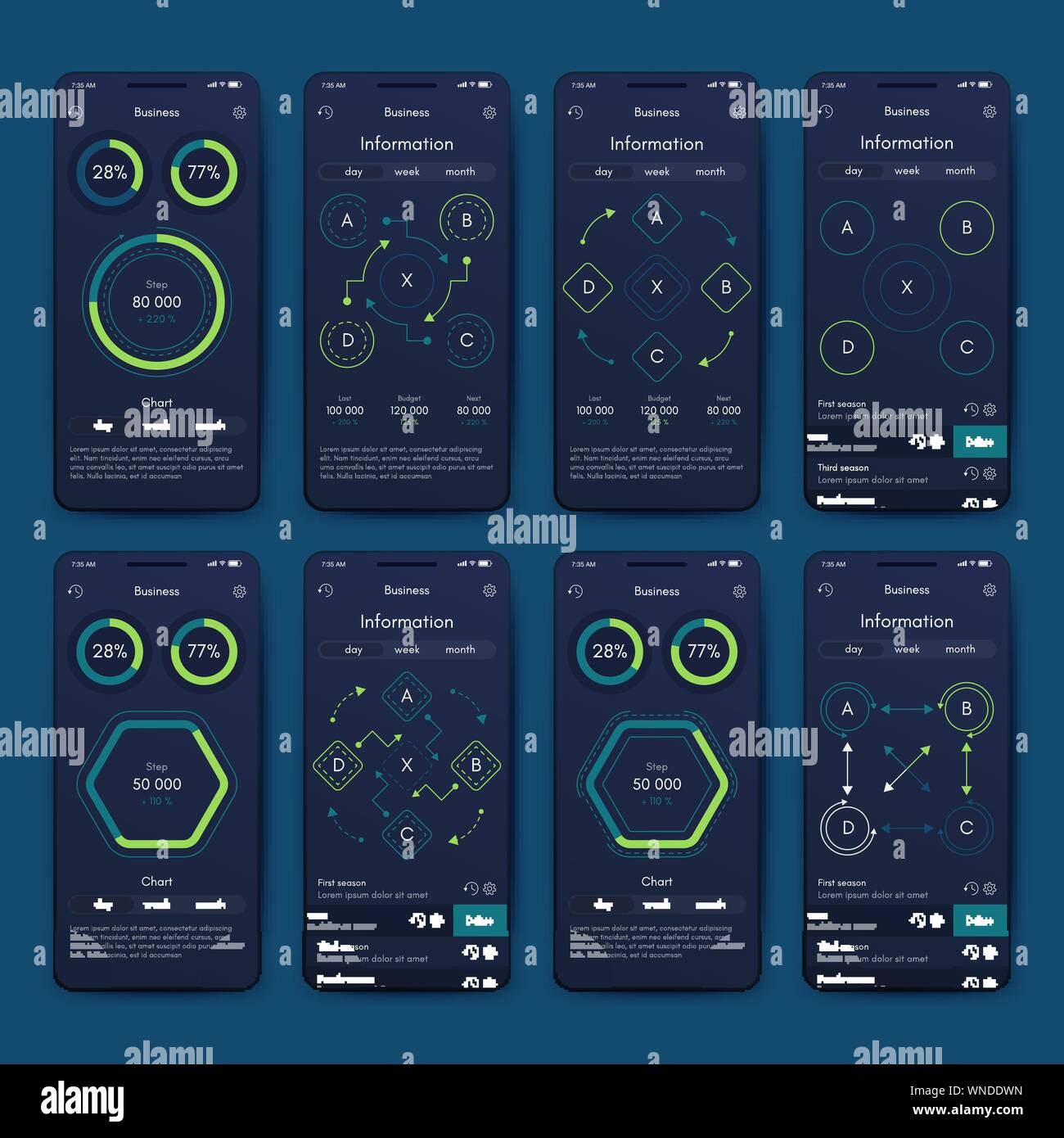 Different UI, UX, GUI screens and flat web icons for mobile apps, responsive website including ...