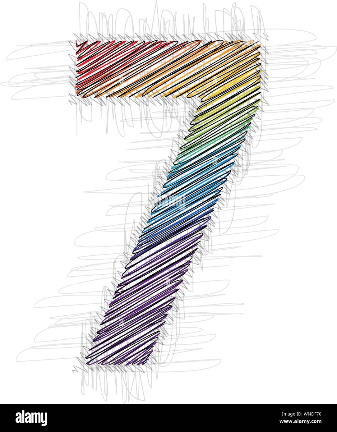 Hand drawn font NUMBER 7 Stock Vector Image & Art - Alamy
