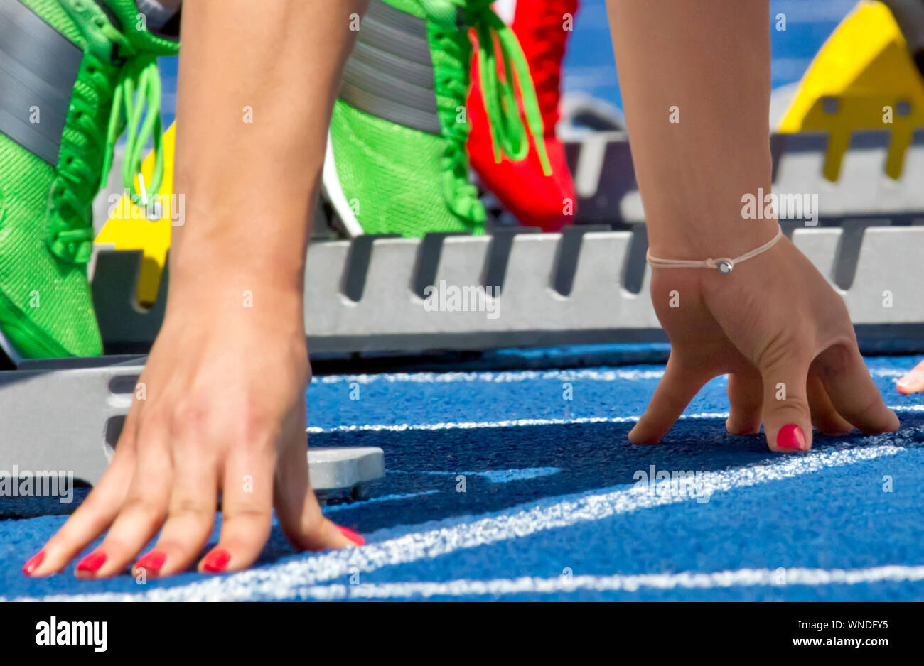 Race starting block hi-res stock photography and images - Alamy
