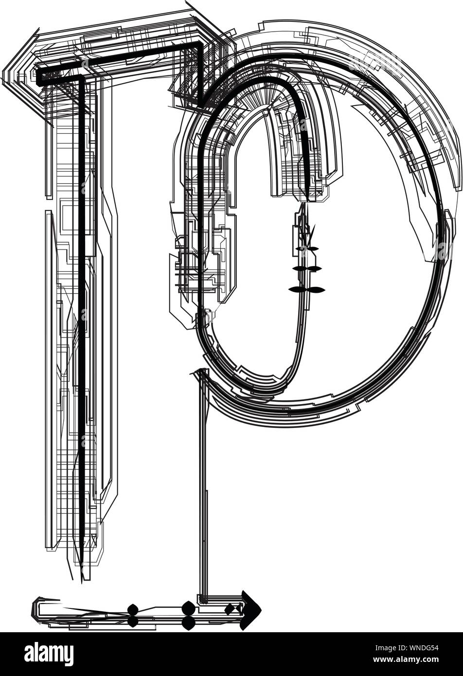 technological font. LETTER p Stock Vector Image & Art - Alamy
