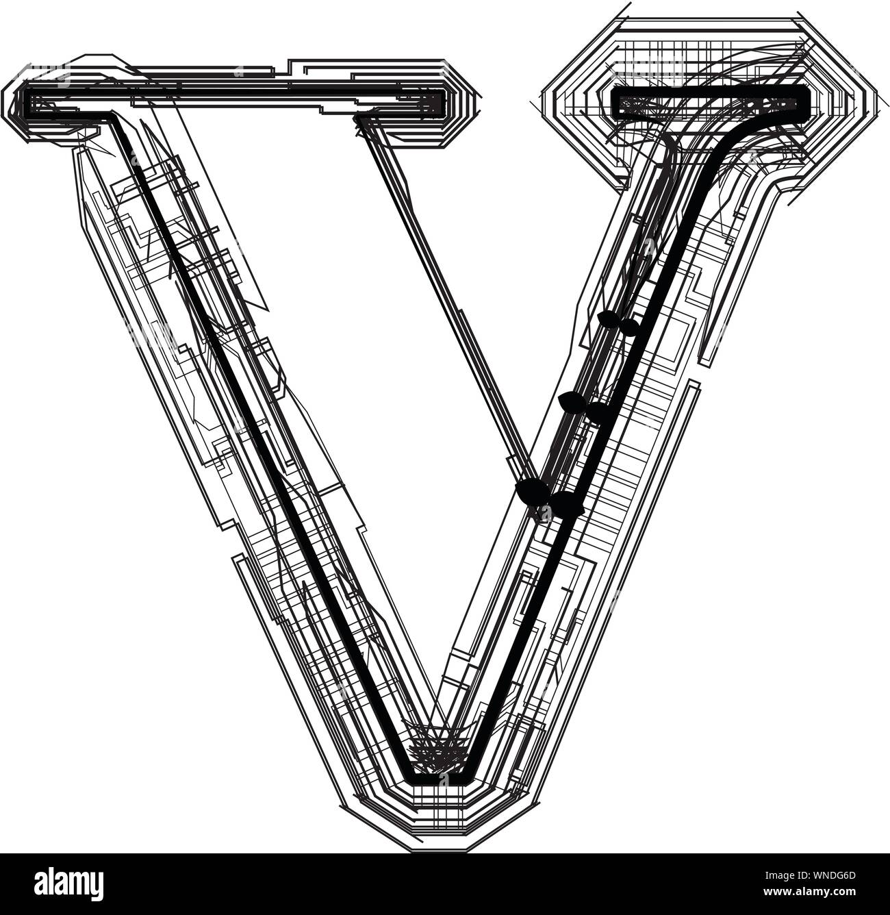 technological font. LETTER v Stock Vector Image & Art - Alamy