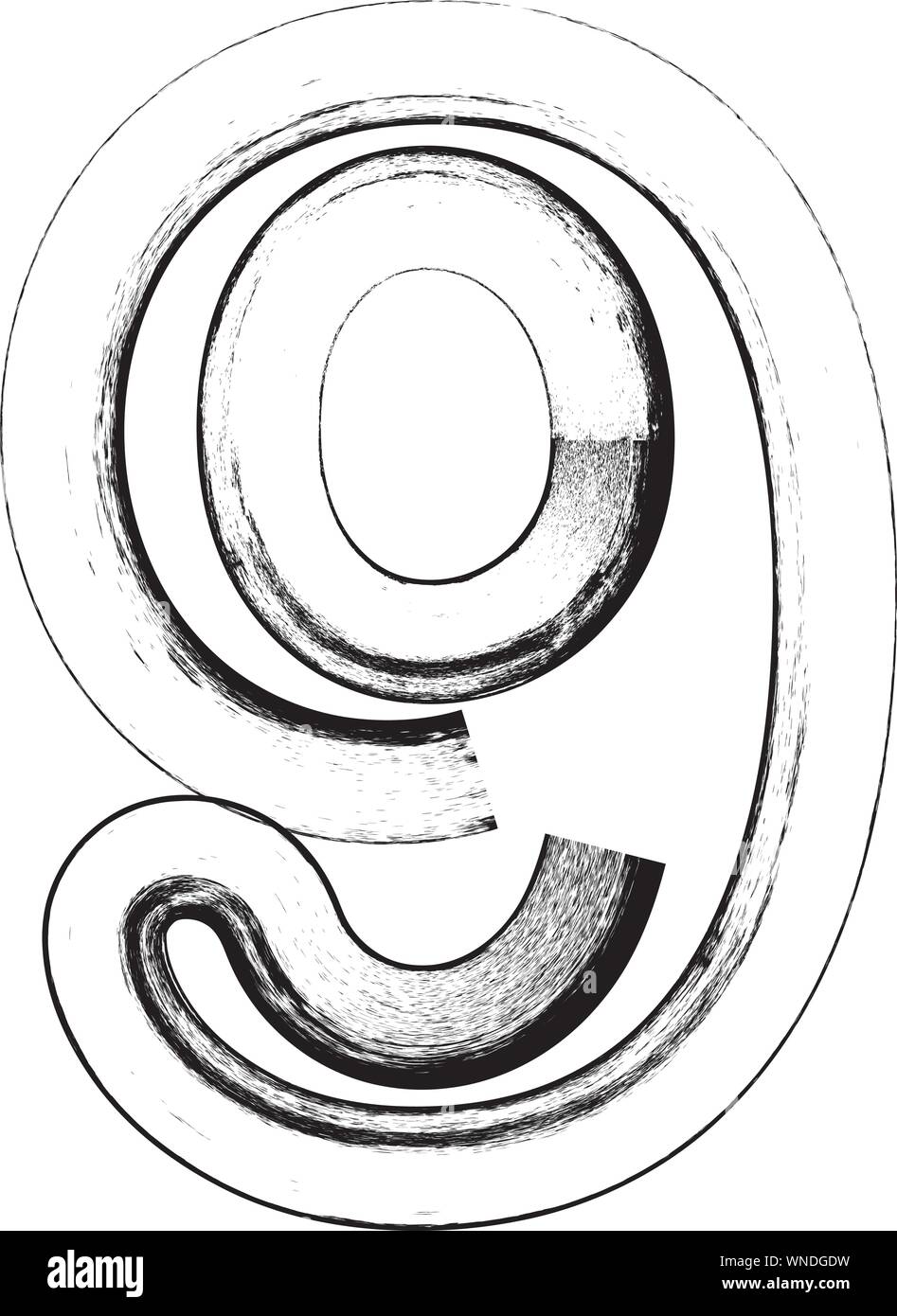 Grunge Font. Number 9 Stock Vector Image & Art - Alamy