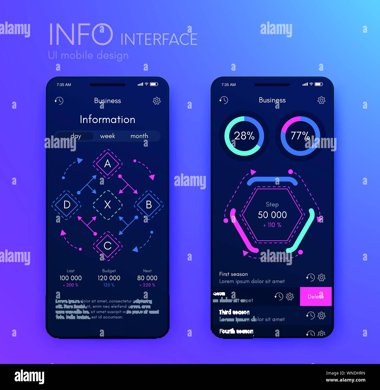 Mobile application interface. Ui design, vector illustration Stock ...