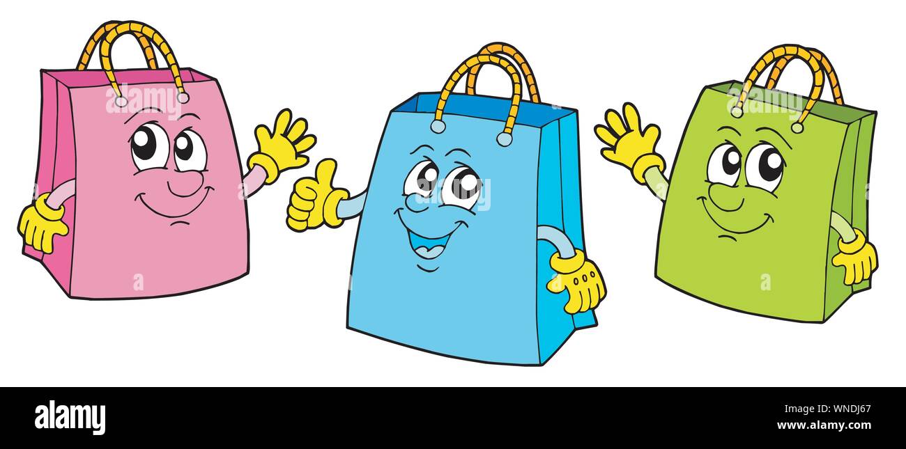 Smiling shopping bags vector illustration Stock Vector Image & Art - Alamy