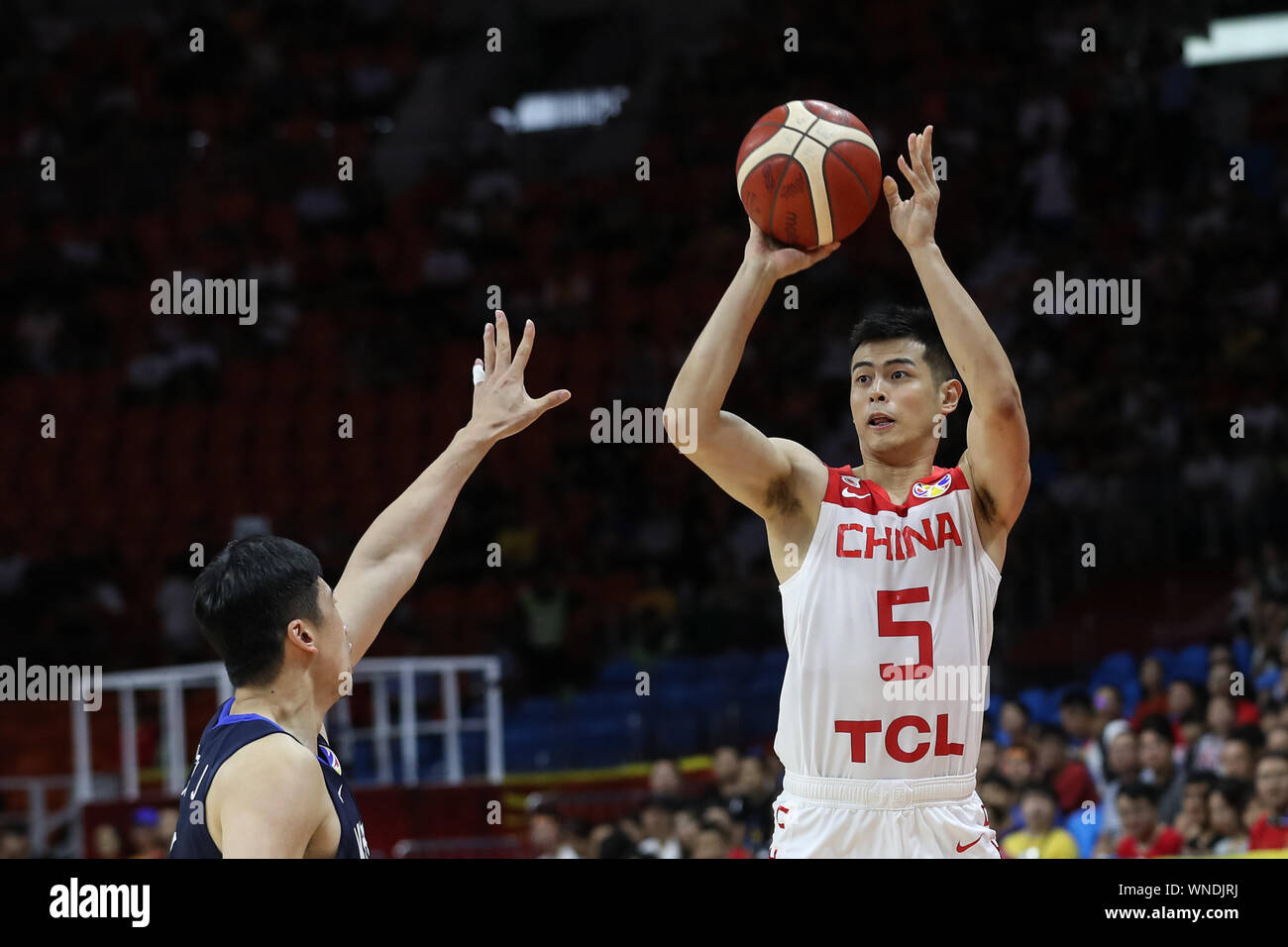 Guangzhou, China's Guangdong Province. 6th Sep, 2019. Fang Shuo (R) of ...