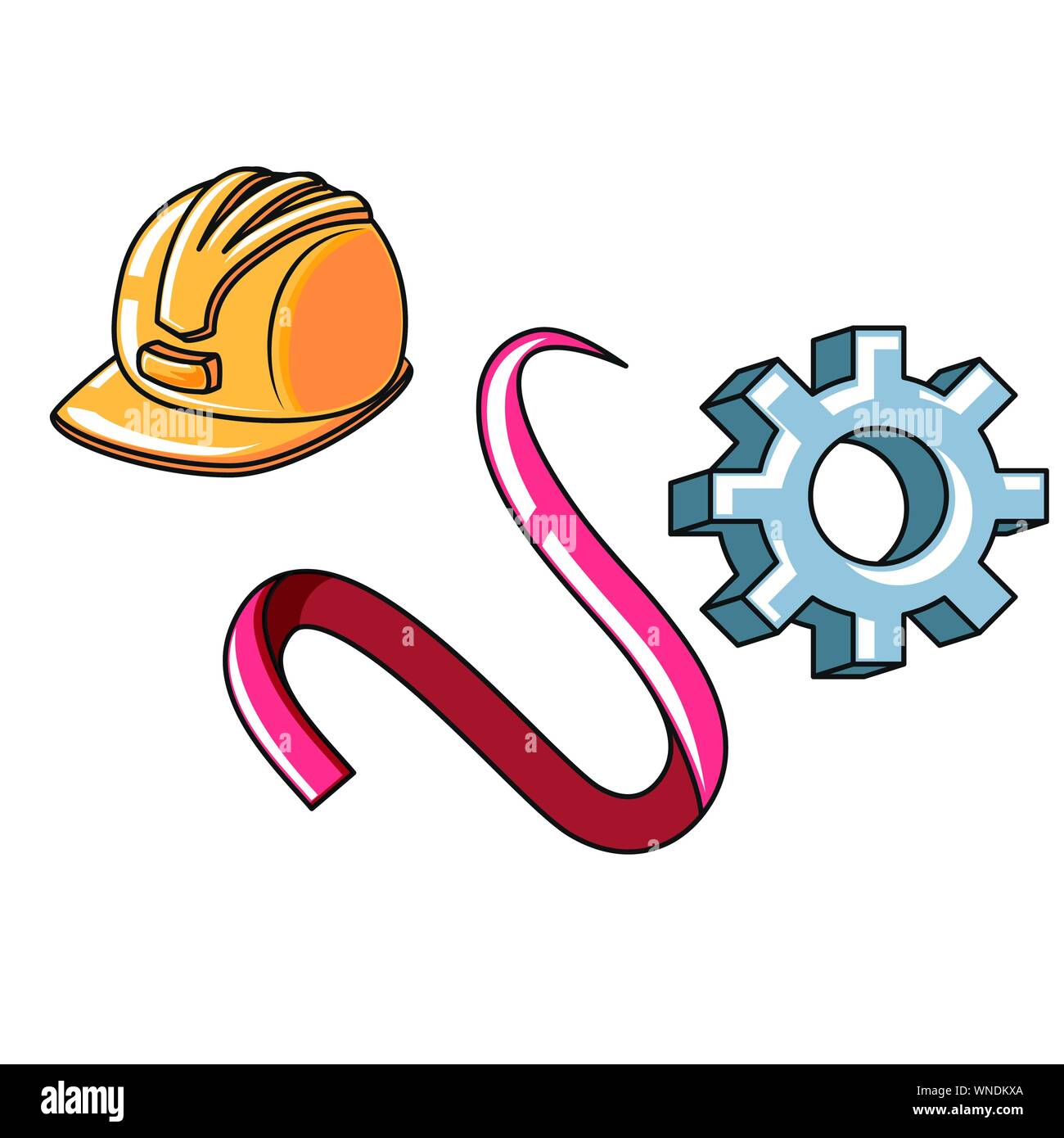 helmet secure with ribbon and gear vector illustration design Stock ...