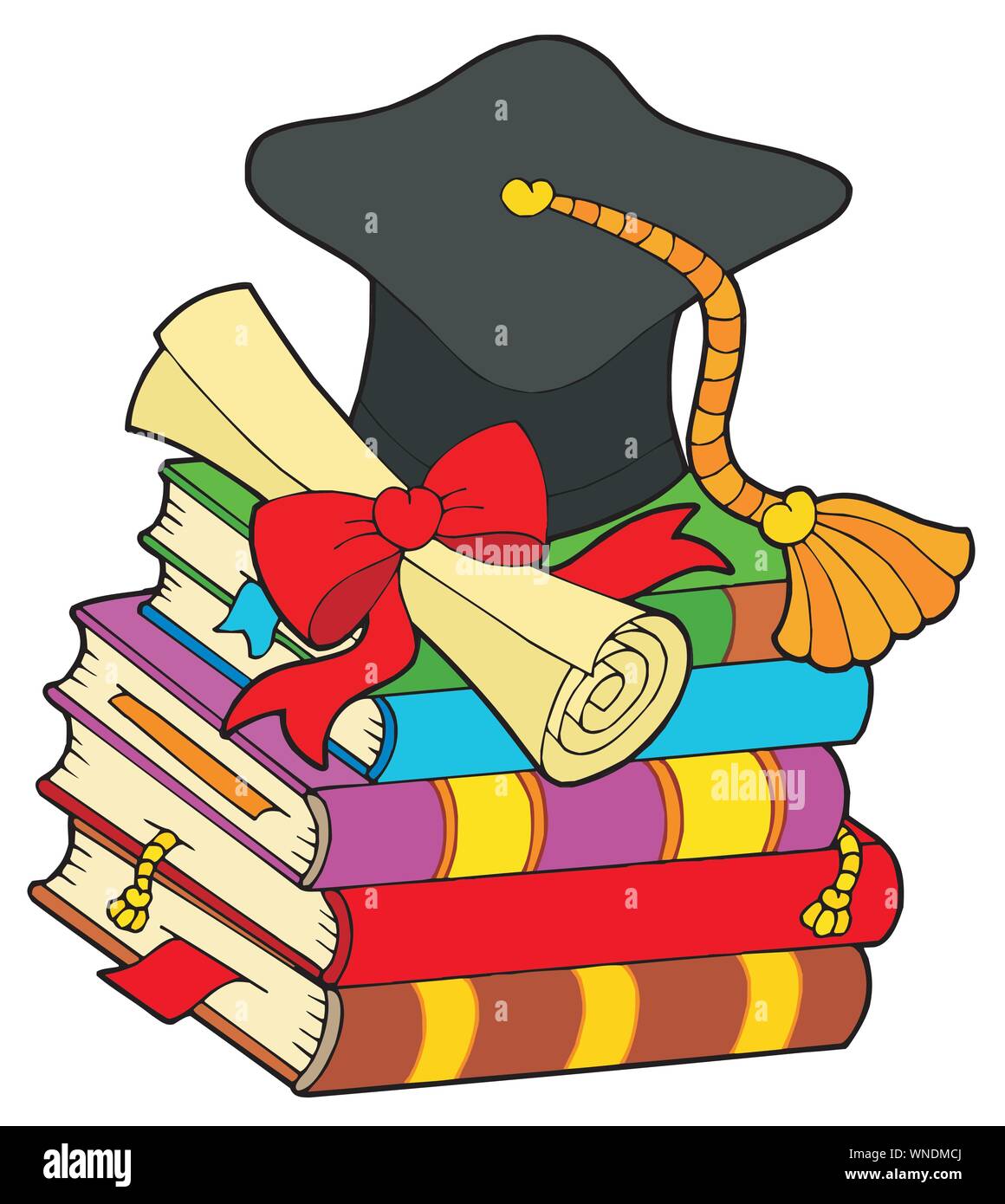 Graduation hat on pile of books Stock Vector Image & Art - Alamy