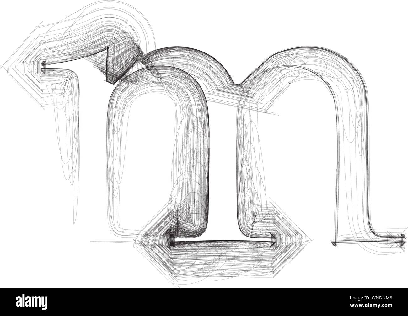 Hand draw font. LETTER m. Vector illustration Stock Vector Image & Art ...