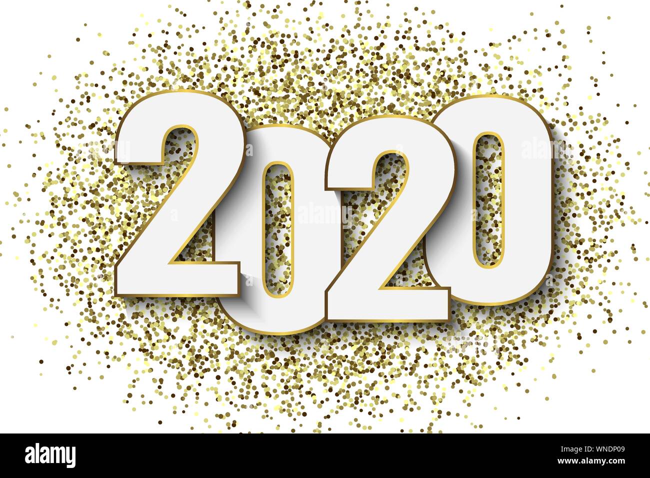 2020 New Year background with gold glitter confetti. Festive premium ...