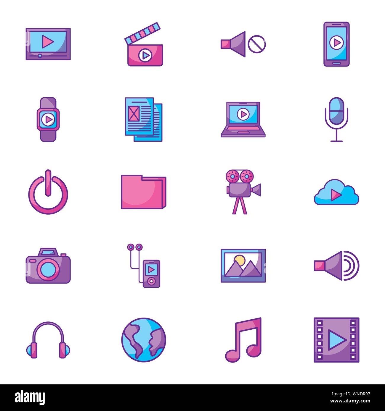 bundle of media player icons Stock Vector Image & Art - Alamy