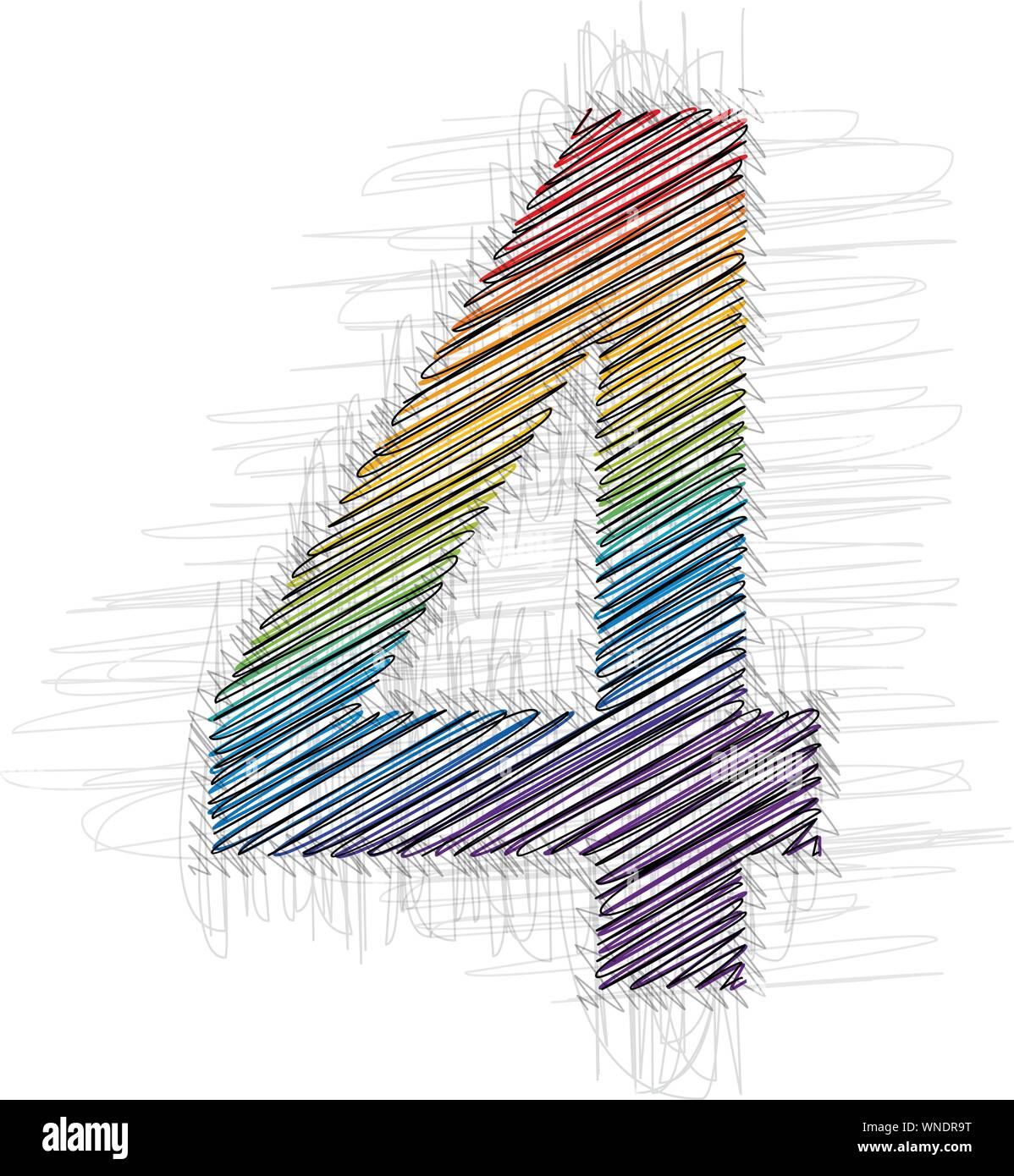 Number four doodle lettering Cut Out Stock Images & Pictures - Alamy