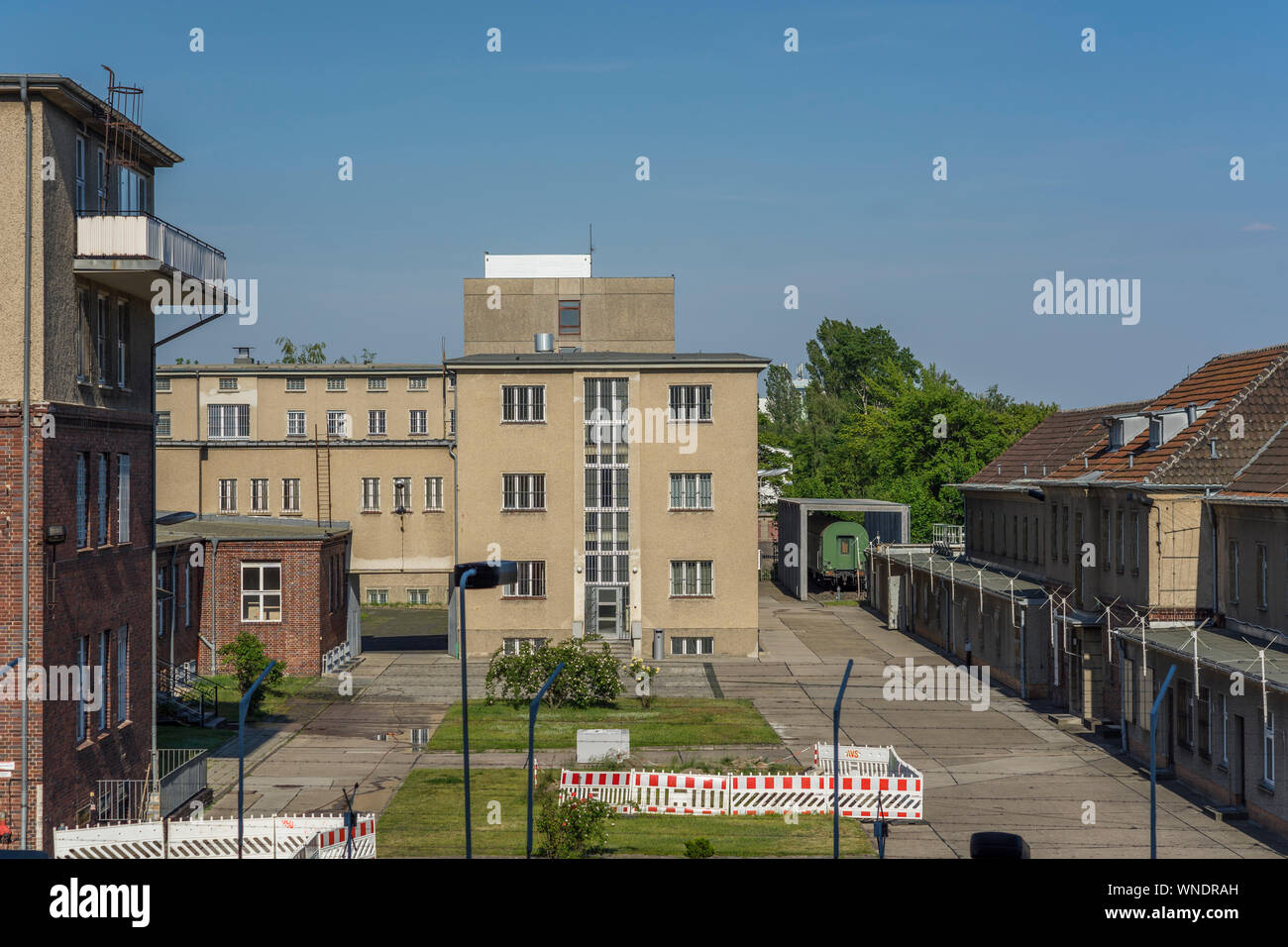 A view of the prison courtyard in the Berlin Hohenschönhausen Memorial ...