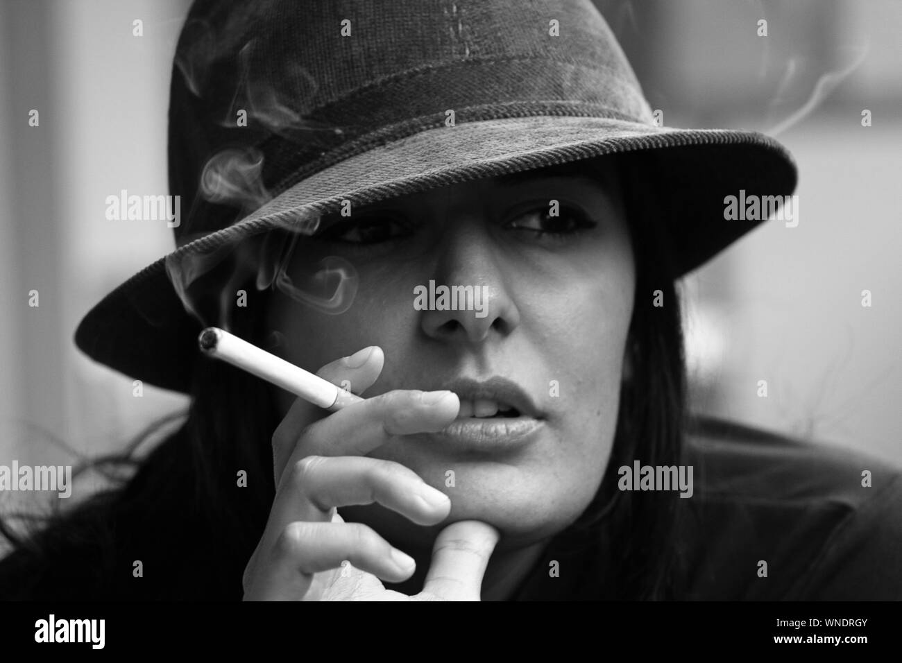 Close Up Young Woman Smoking Cigar High Resolution Stock Photography ...