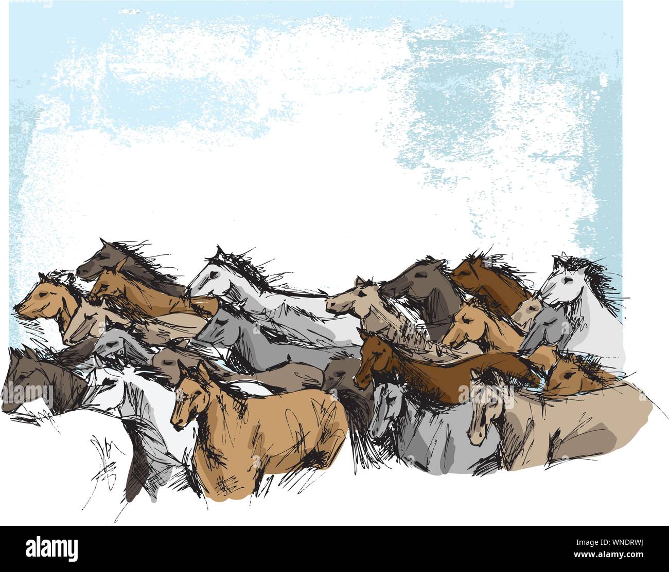 Running horses drawing hi-res stock photography and images - Alamy