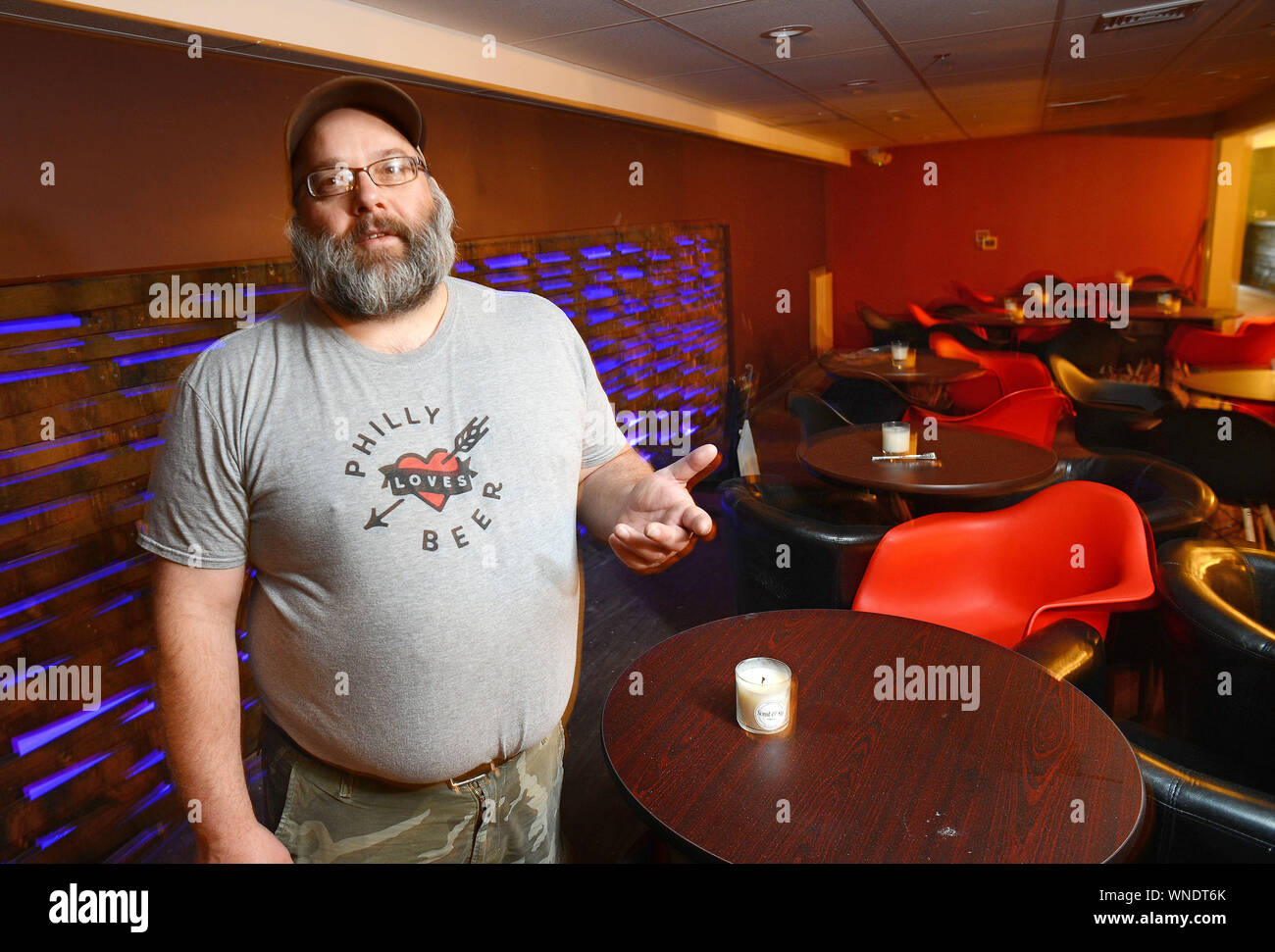 Scott Rudich, owner of Round Guys Brewery, stands in the performance ...