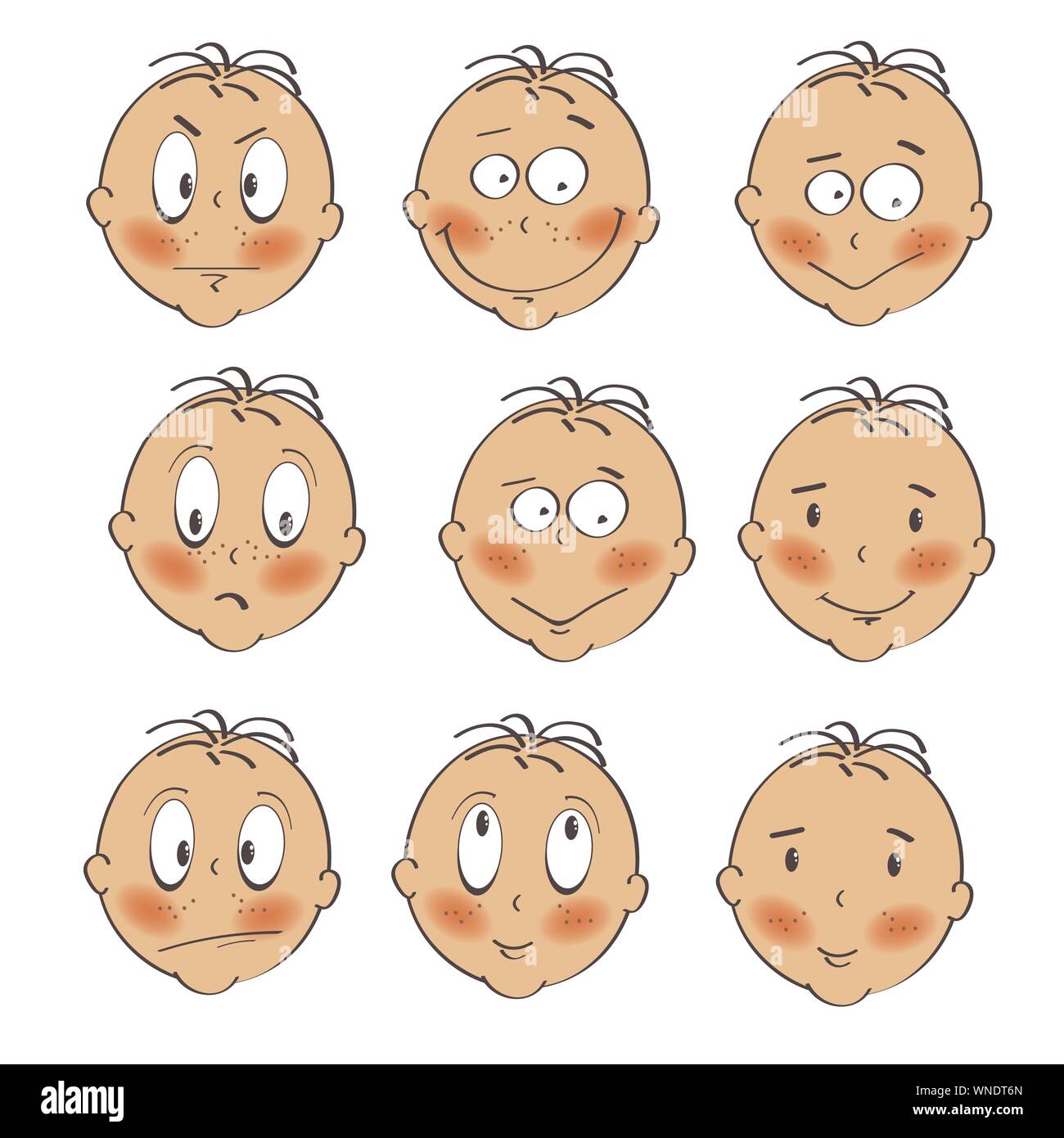 baby boy faces collection on white background Stock Vector Image & Art ...