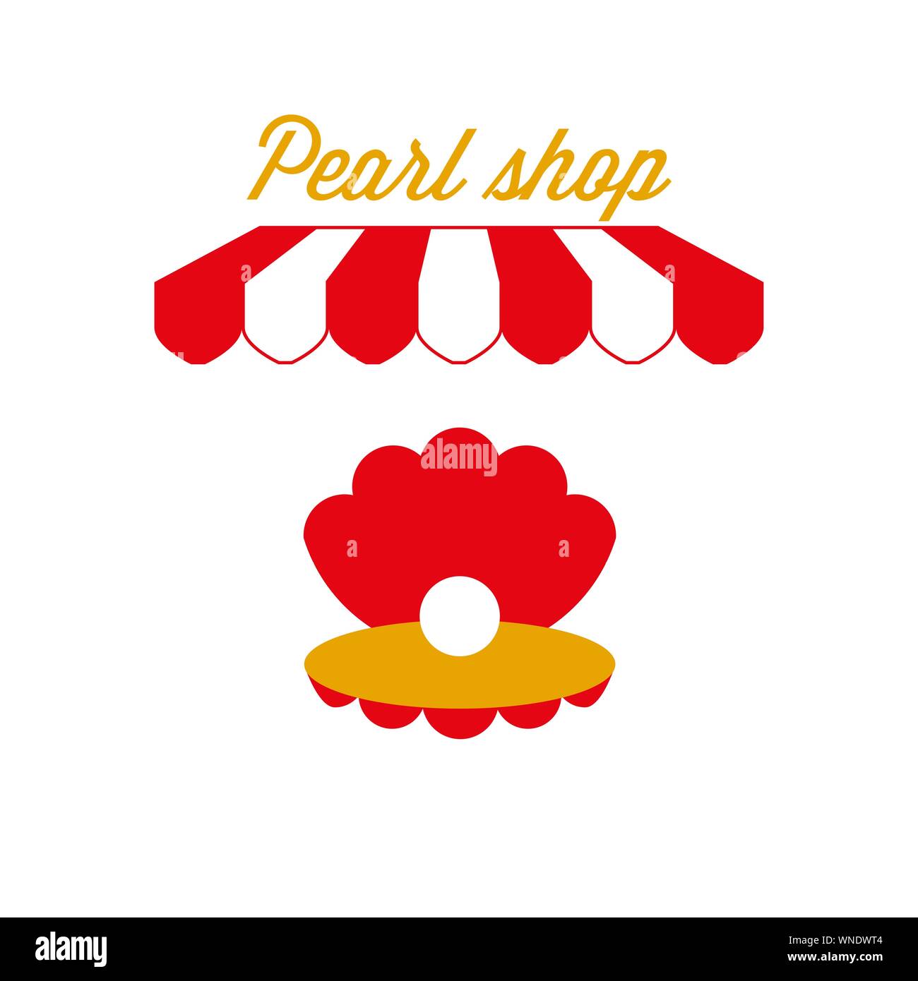 Pearl Shop Sign, Emblem. Red and White Striped Awning Tent. Shell Pearl ...