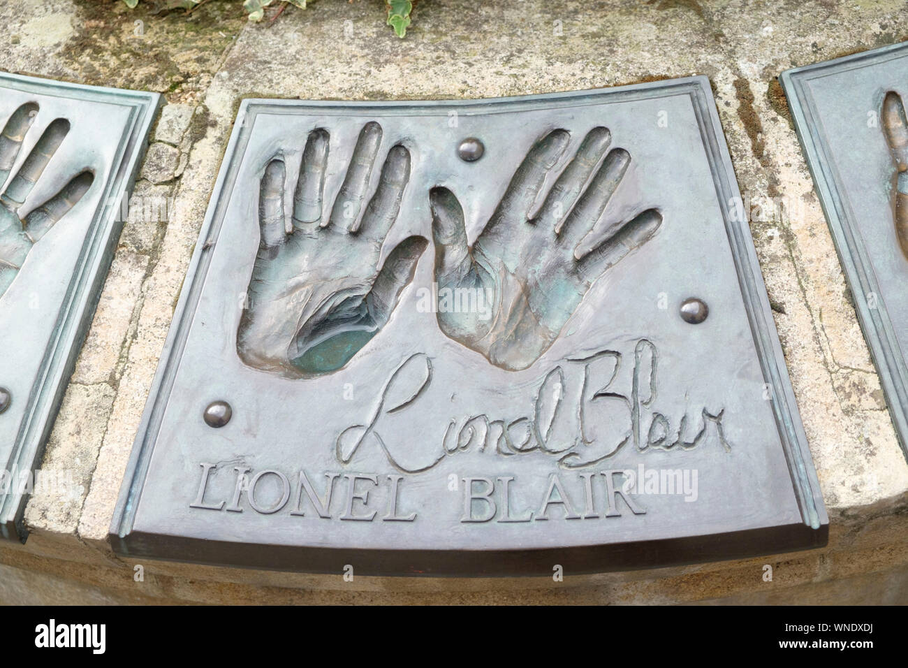 The Hand Fountain near Saw Close Bath. Broze reliefs of famous Actors ...