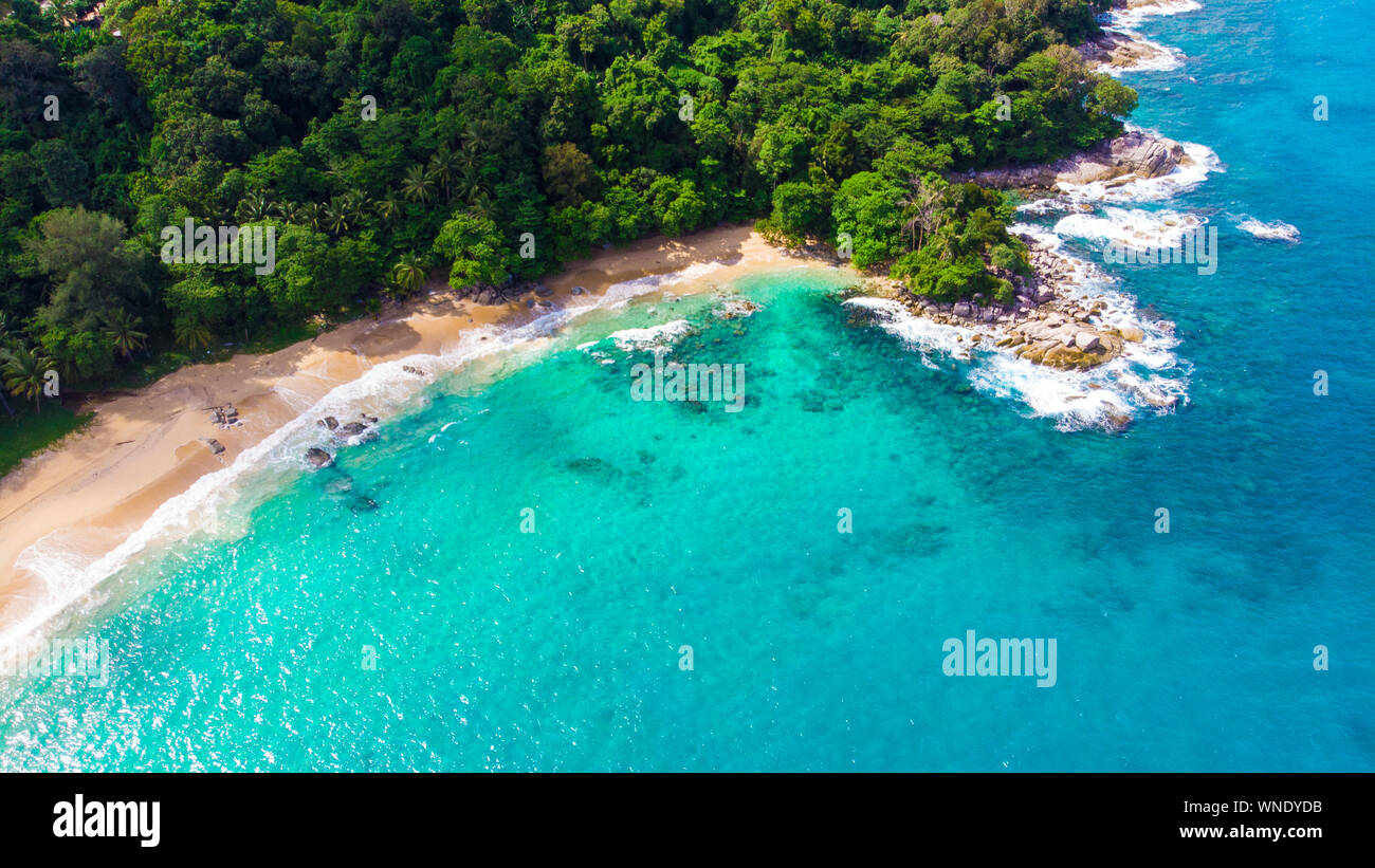 Tropical forest on sea island beach aerial view Stock Photo - Alamy