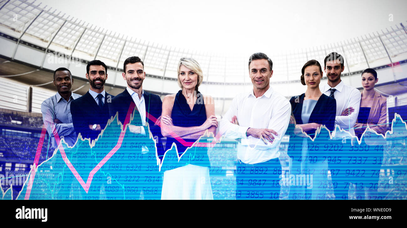 Composite image of diverse smiling business team Stock Photo - Alamy
