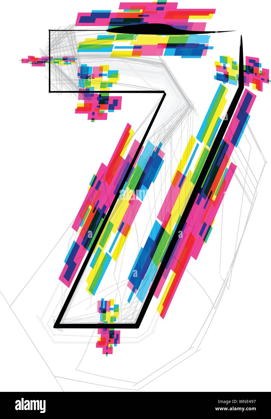 font Illustration. Number 7. Vector illustration Stock Vector Image ...