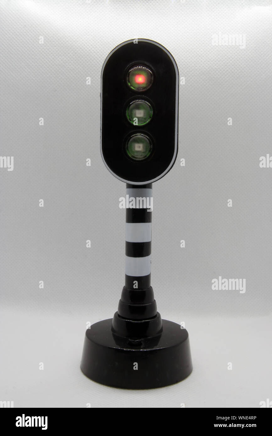 Small model of traffic light. Traffic light toy Stock Photo - Alamy